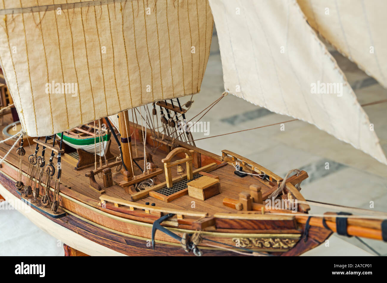 Model of diminished two-masted sailing vessel fast and maneuverable on ...