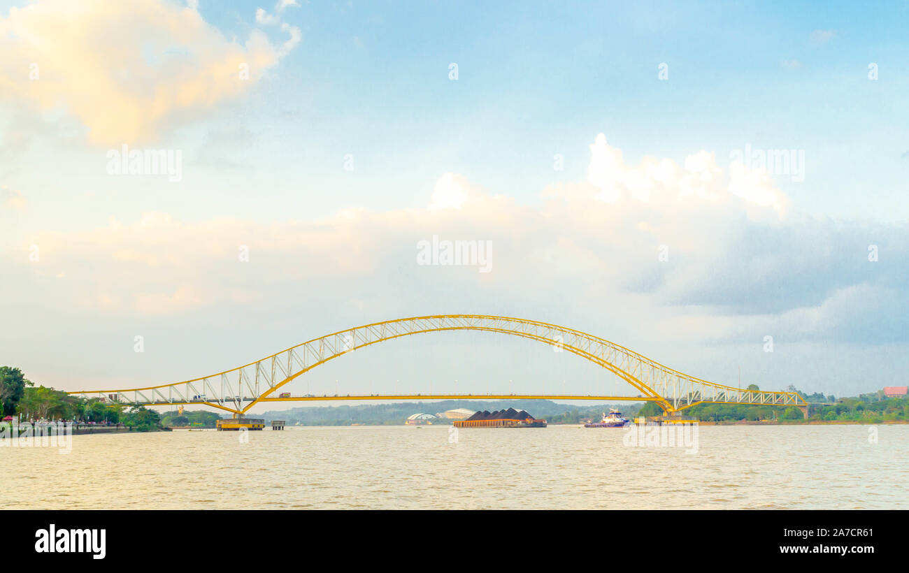 Kutai Kartanegara Bridge crossing Mahakan River in Tenggarong, East ...
