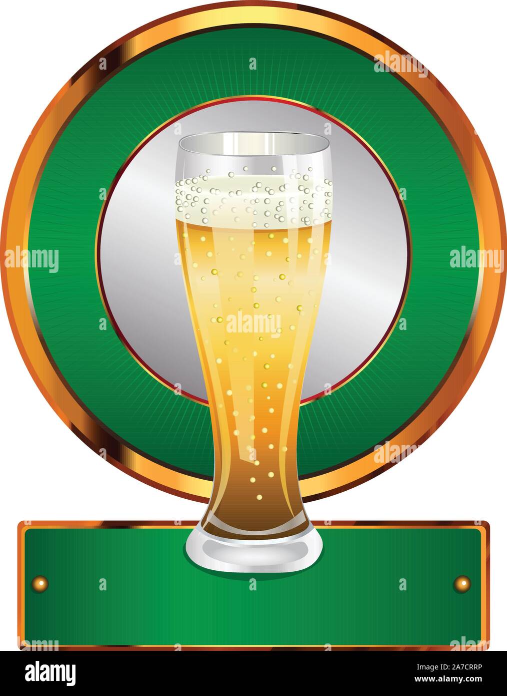 Green label with full glass of beer on white background Stock Vector ...