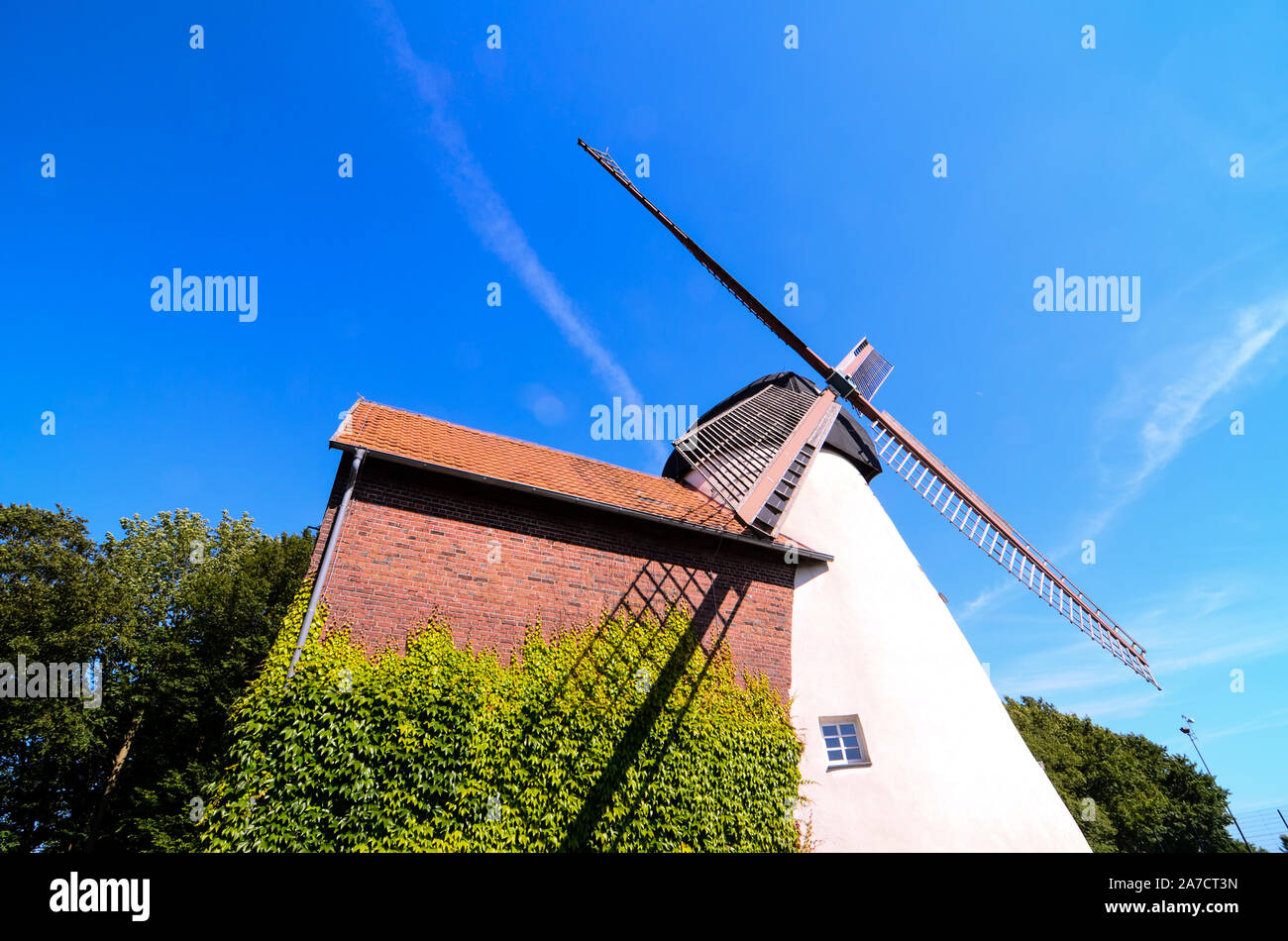 Traditional White Windmill on the Countryside in Germany Stock Photo ...