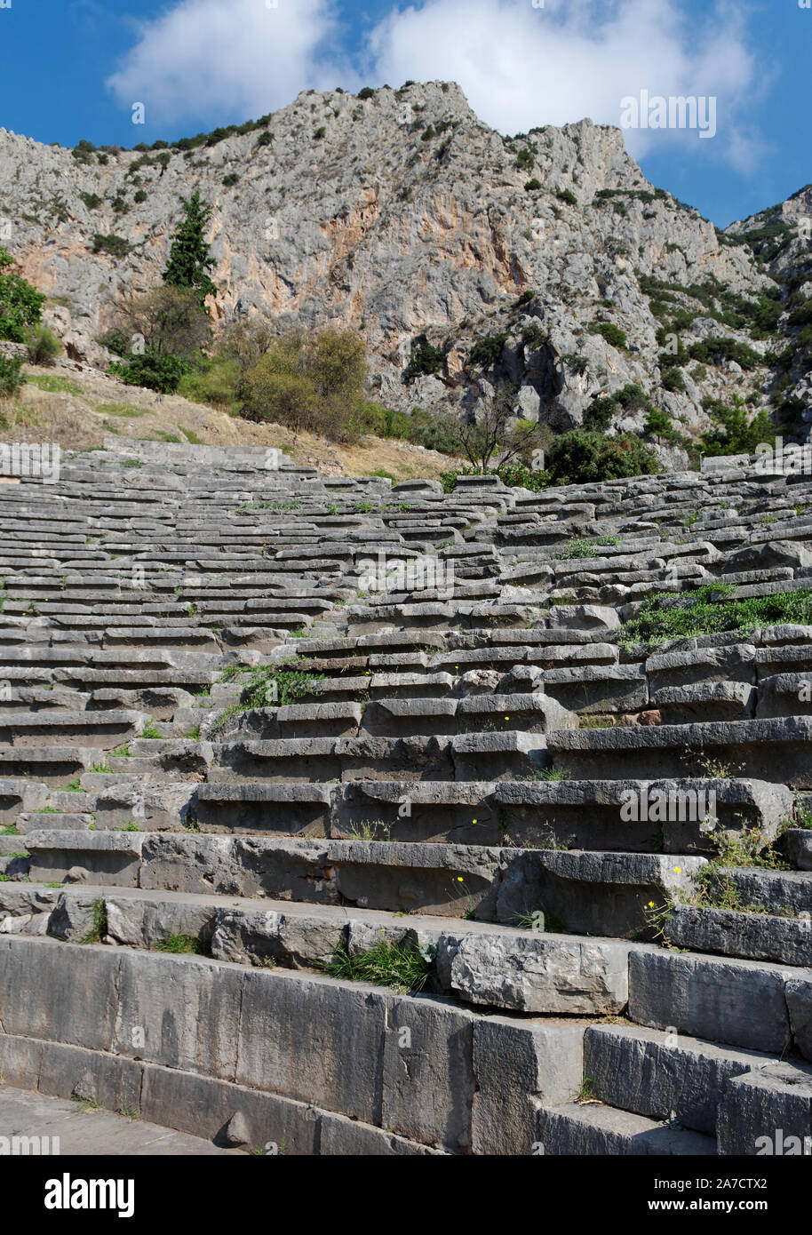 View to the stadium in ancient city Delphi Stock Photo - Alamy