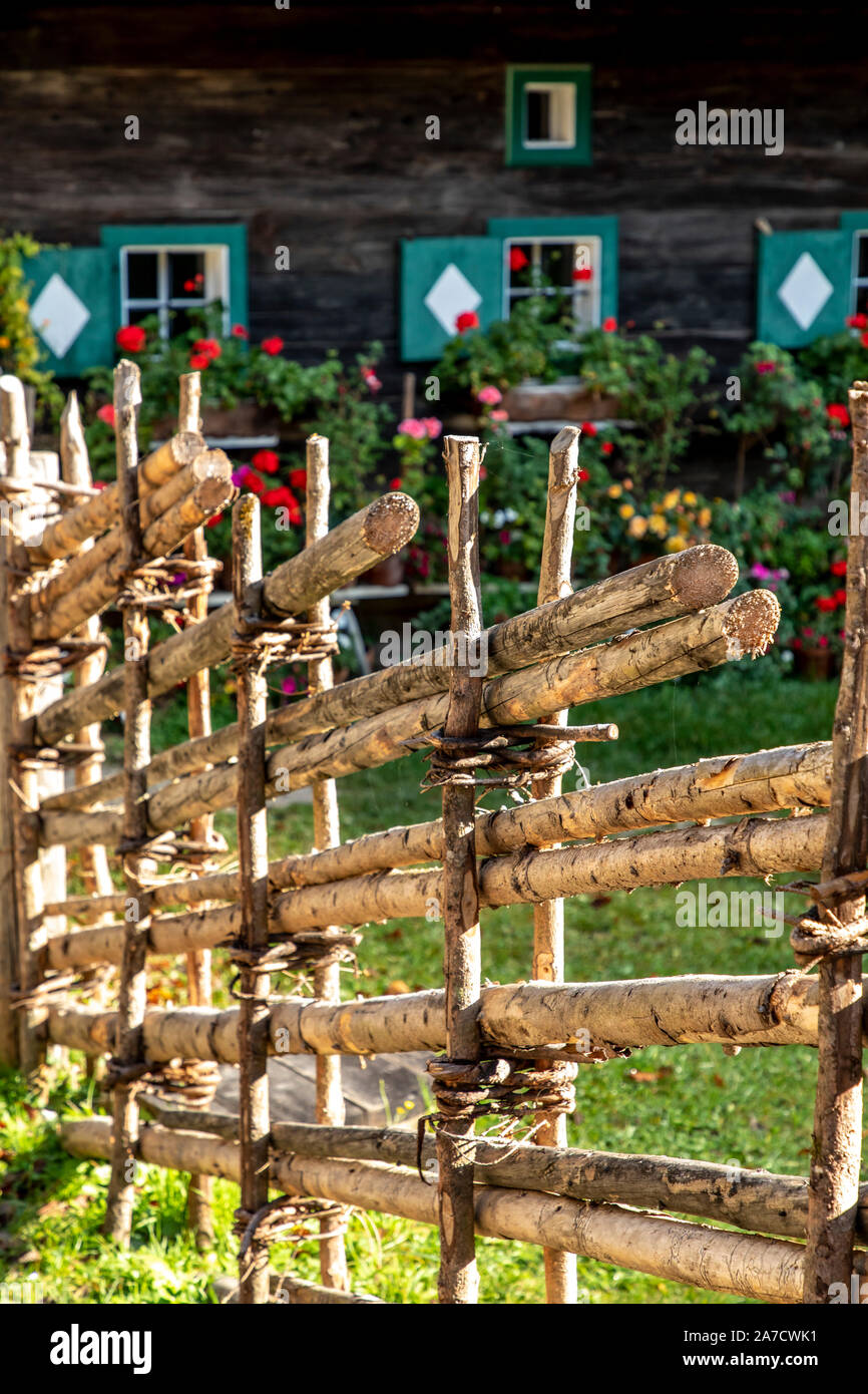 traditional historical fence in front of a farmhouse in austria Stock ...