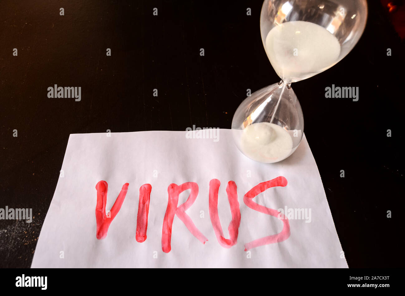 Word Virus Text Writed with Blood on a White Paper Stock Photo - Alamy
