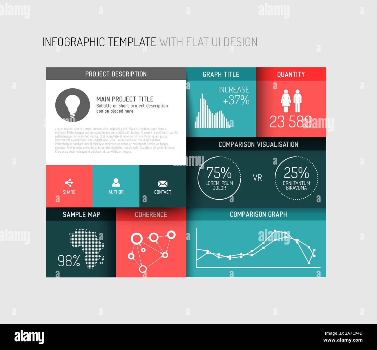 Vector flat user interface (UI) infographic template / design - version with shadows Stock ...