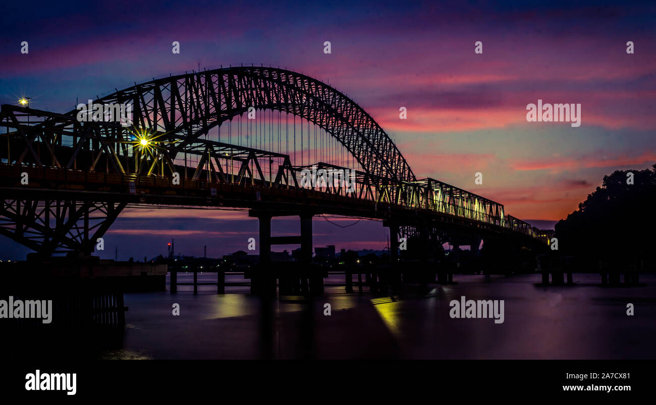 Beautiful scenery of Mahakam Bridge in Samarinda, Indonesia at dawn ...