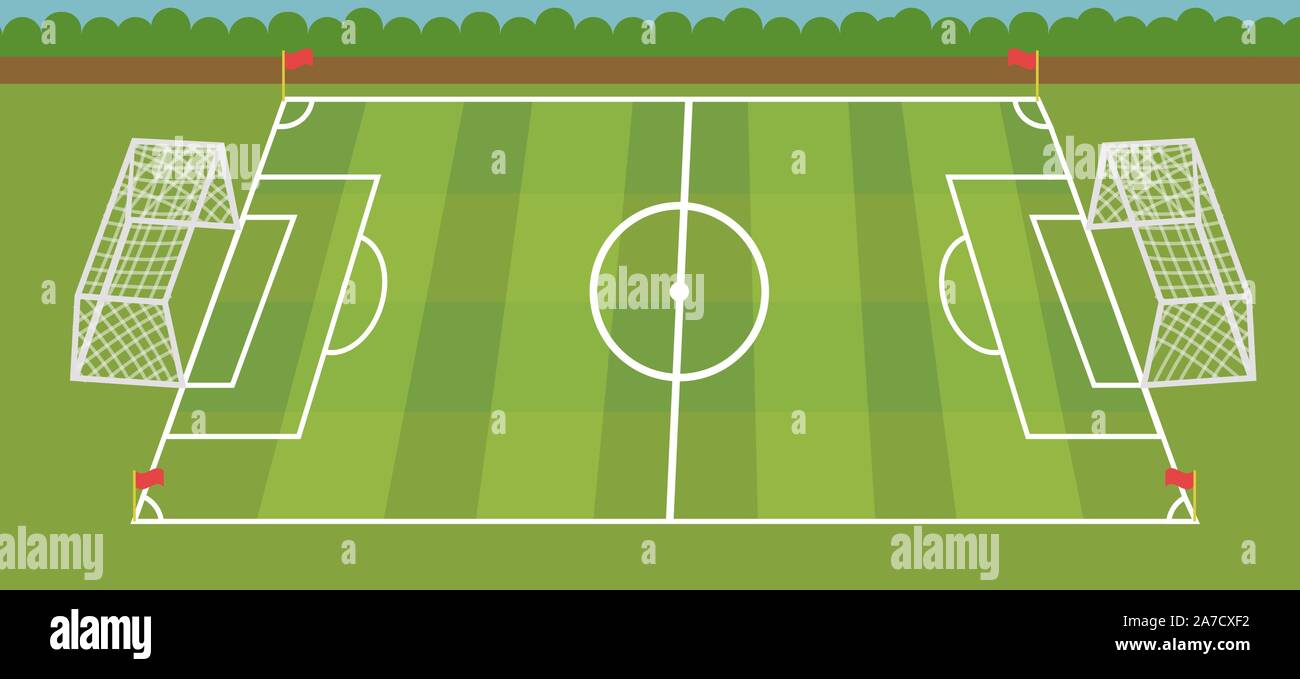 Football field with croos grass vector illustrate.Soccer stadium with ...