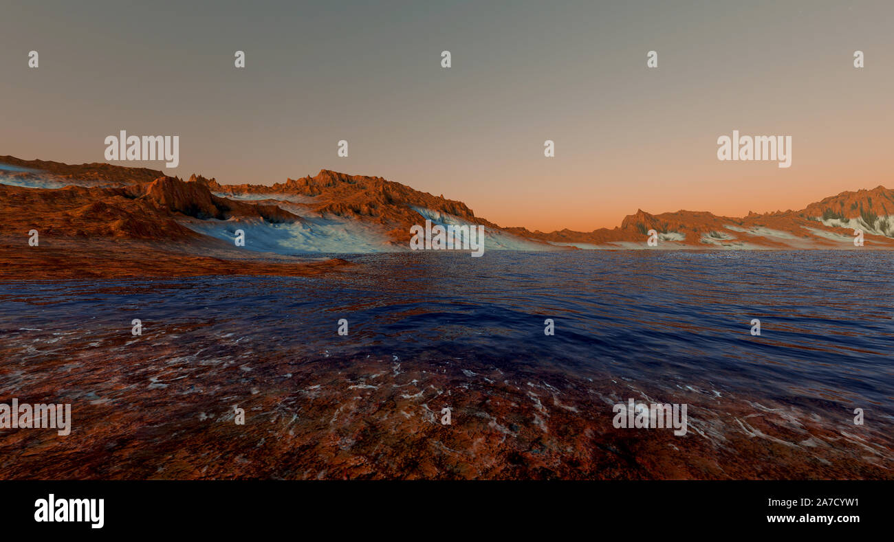 Water on Mars like Planet Shot from Space extremely detailed and ...