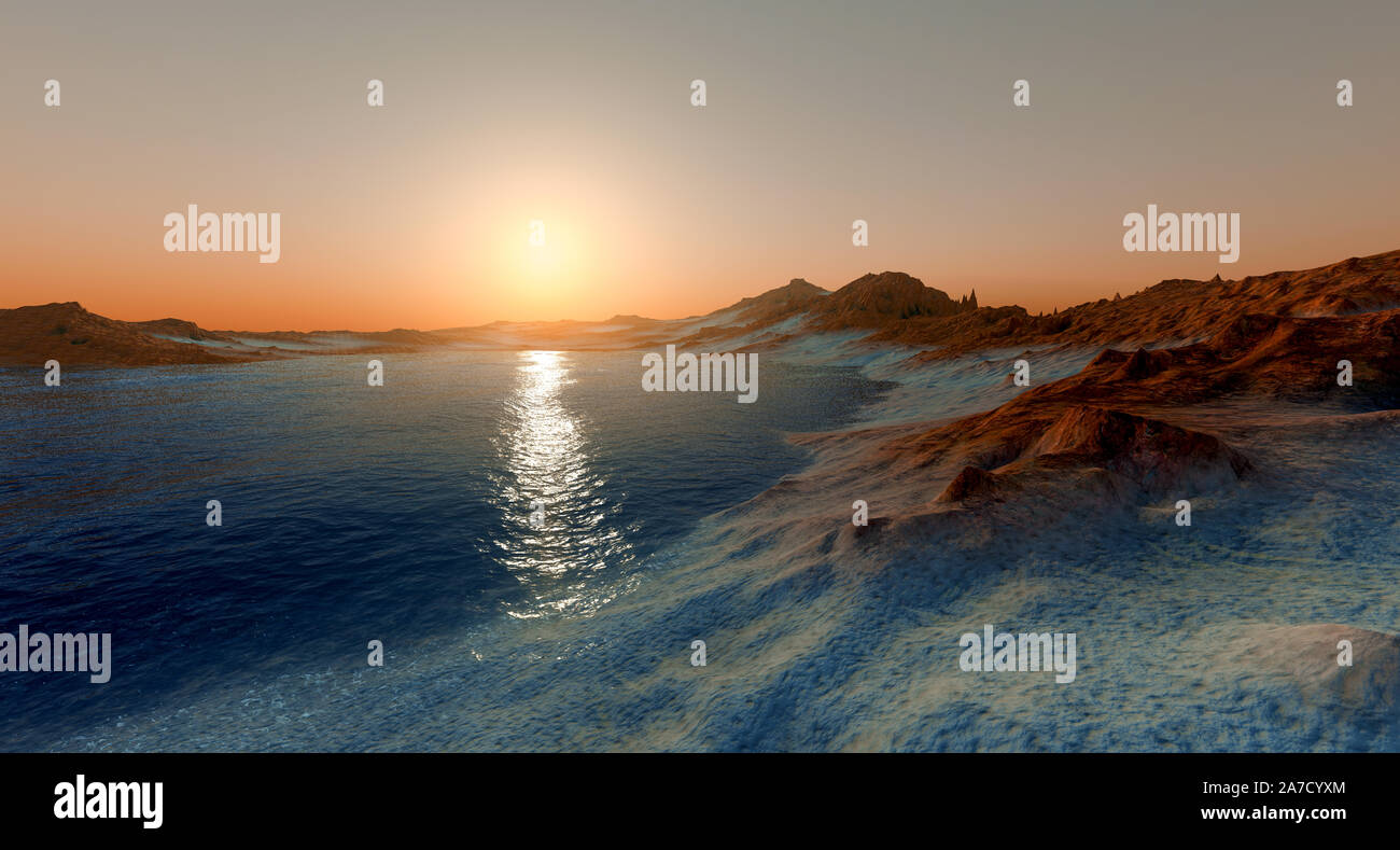 Water on Mars like Planet Shot from Space extremely detailed and ...