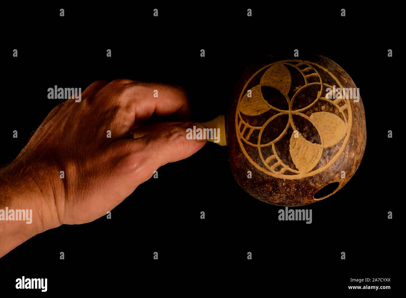 Beautiful maracas on black background Musical instrument maracas Stock ...