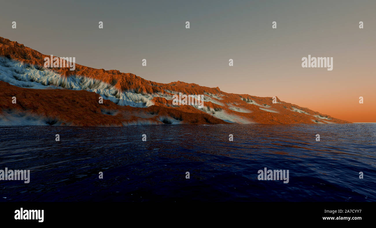 Water on Mars like Planet Shot from Space extremely detailed and ...