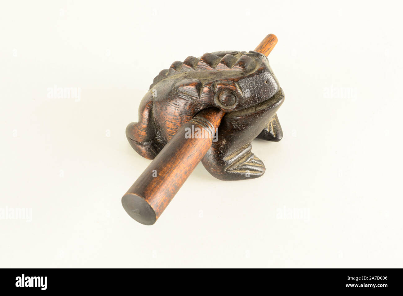 Typical vintage Oriental wooden frog musical instrument souvenir Stock ...