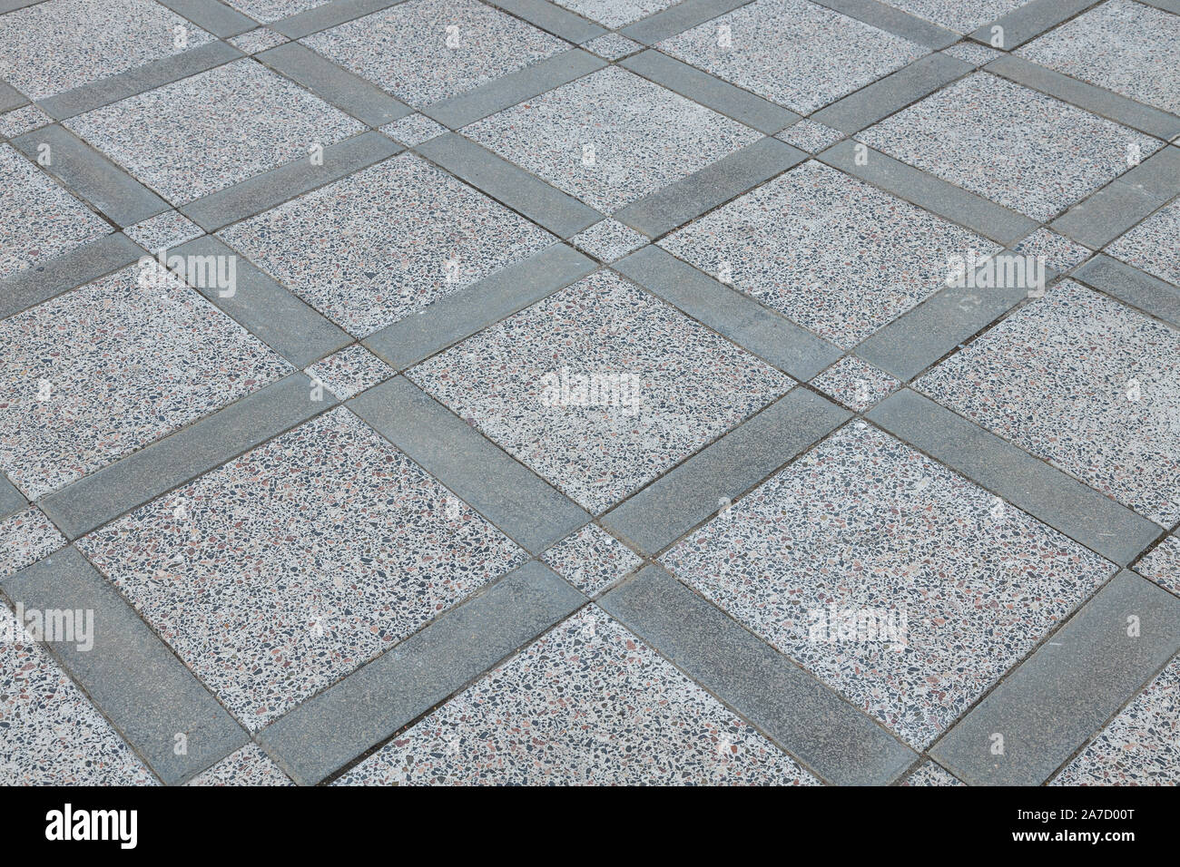 Diagonal gray diamind figured square pavement of different sized, top ...