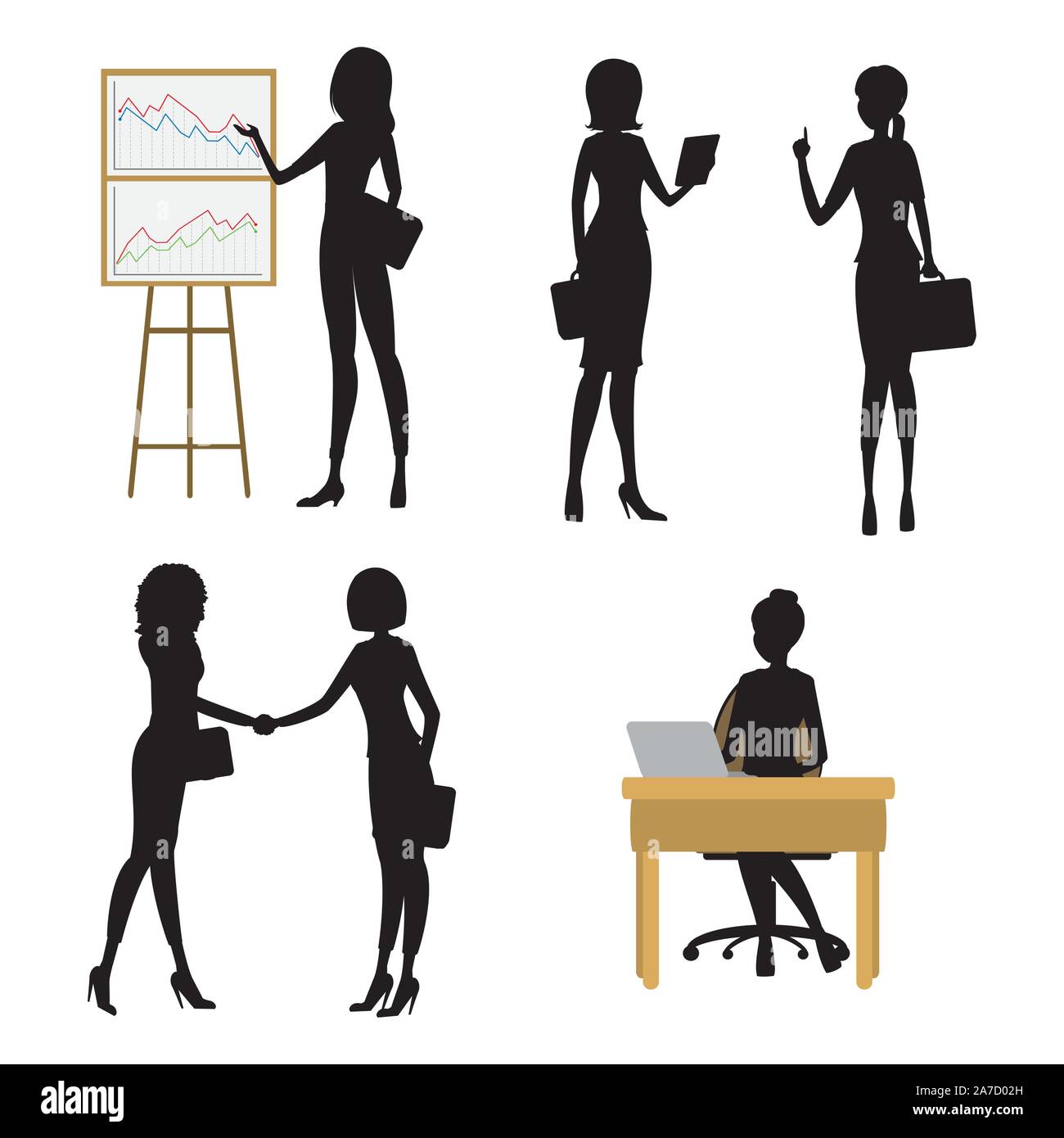 Set Business woman silhouettes,isolated on white background,vector ...