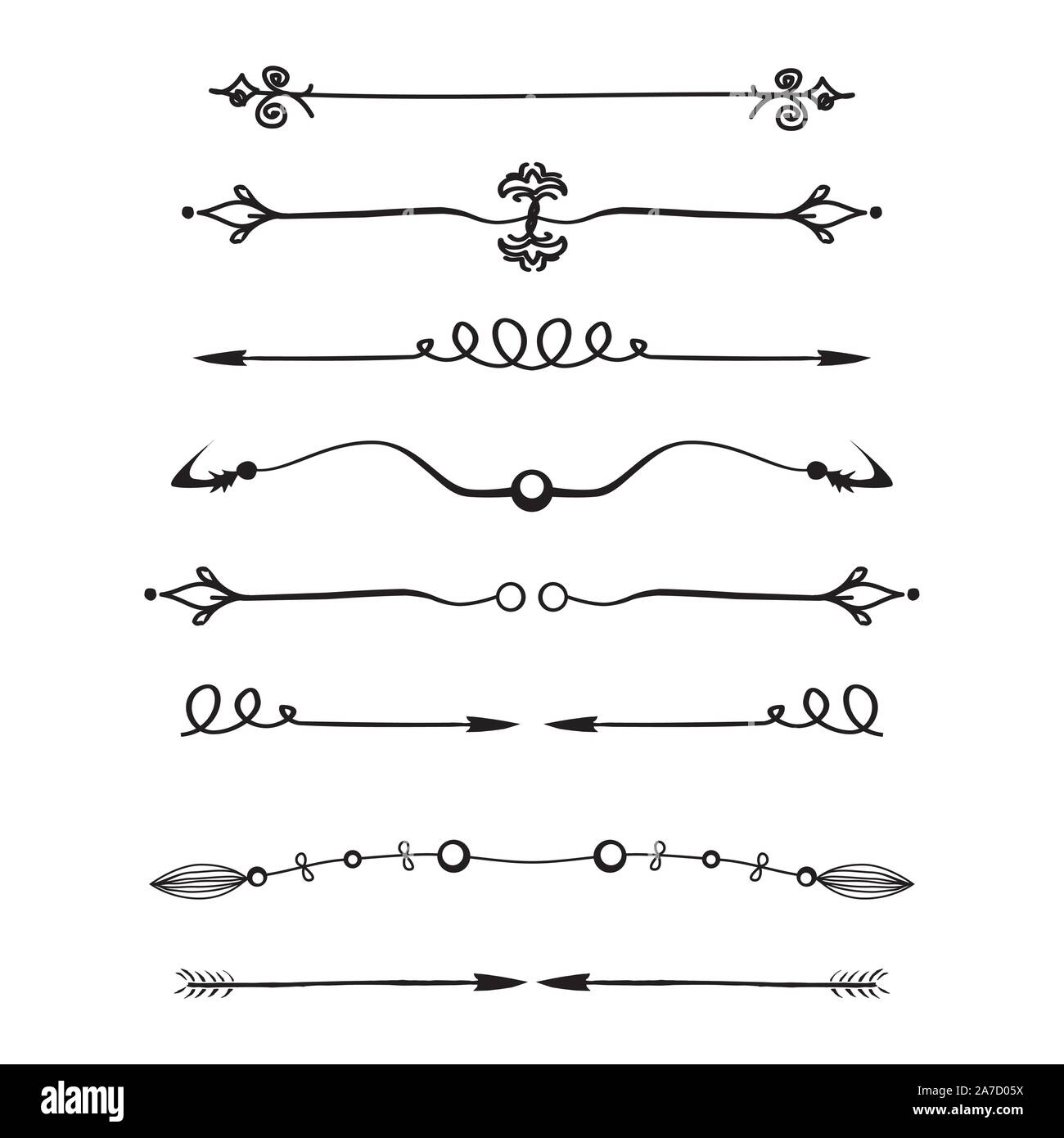 set of calligraphic design elements and page decor, dividers isolated ...