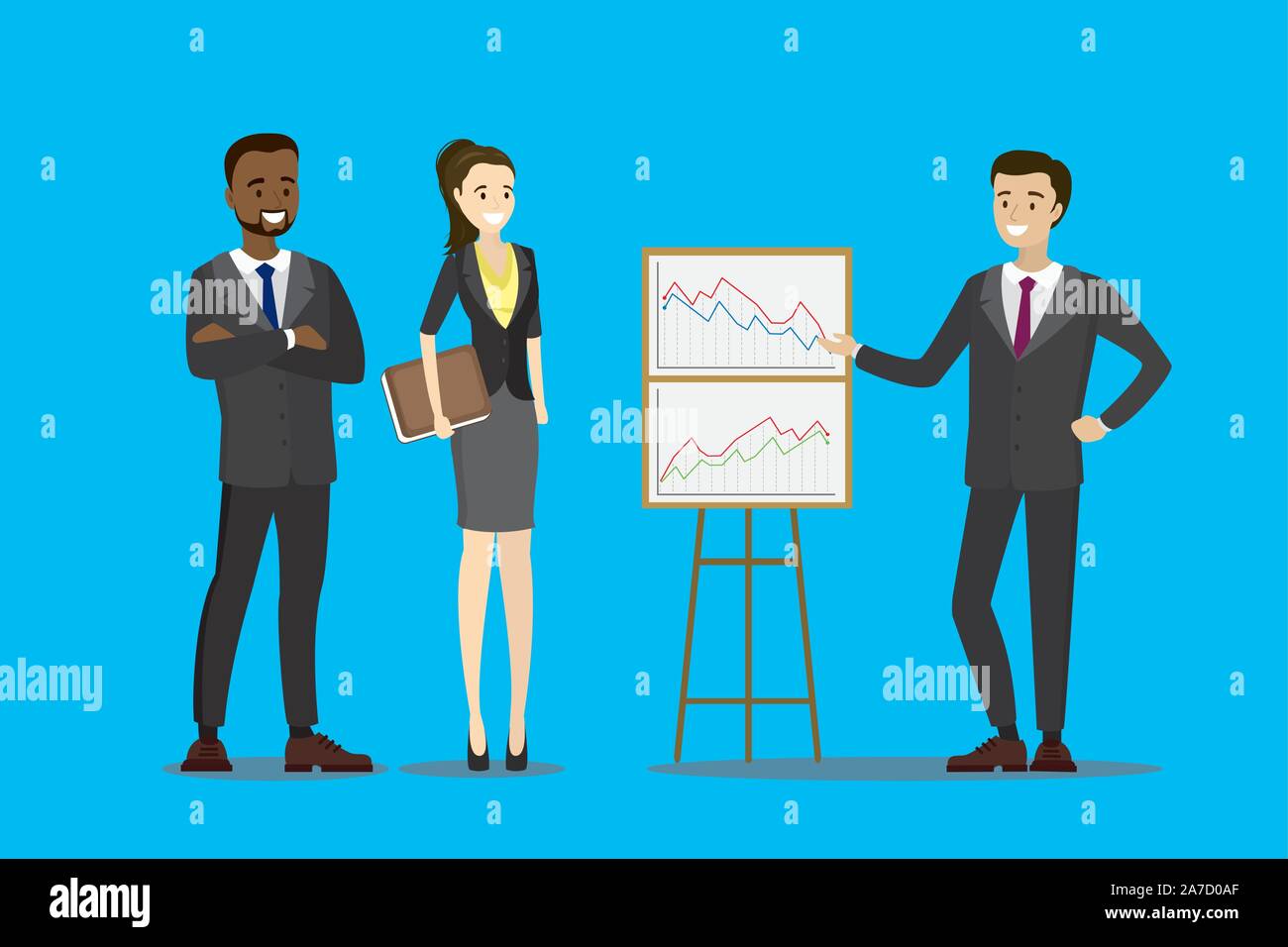 Cartoon business team,presentation or report, stock vector illustration ...