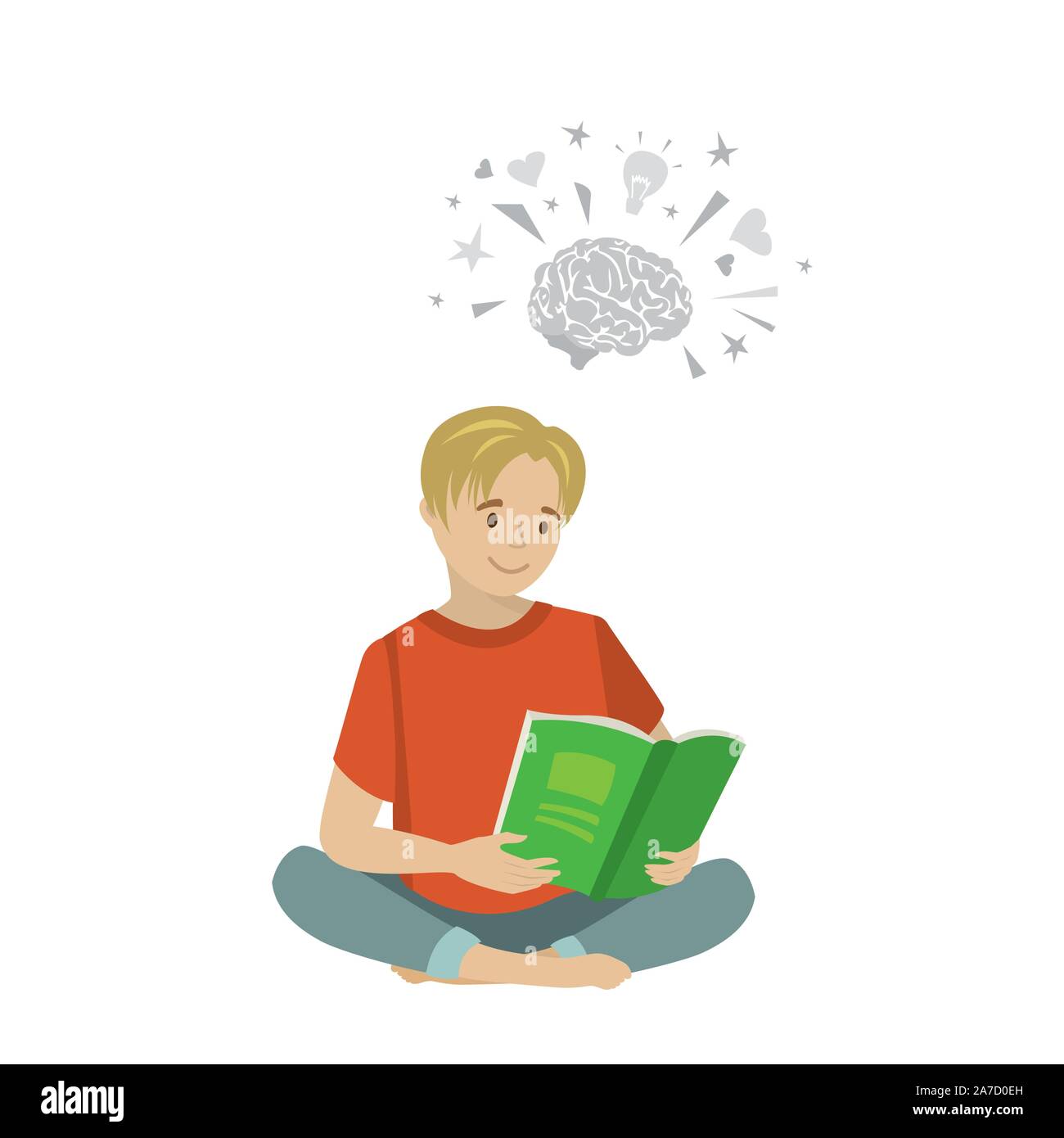 Teenager boy read book,isolated on white background,cartoon vector ...