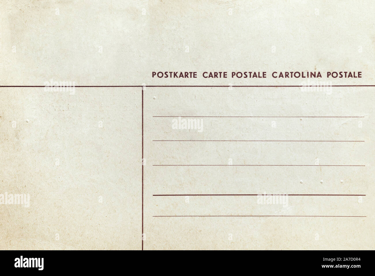 Close-up of vintage postcard, backside, texture background Stock Photo ...