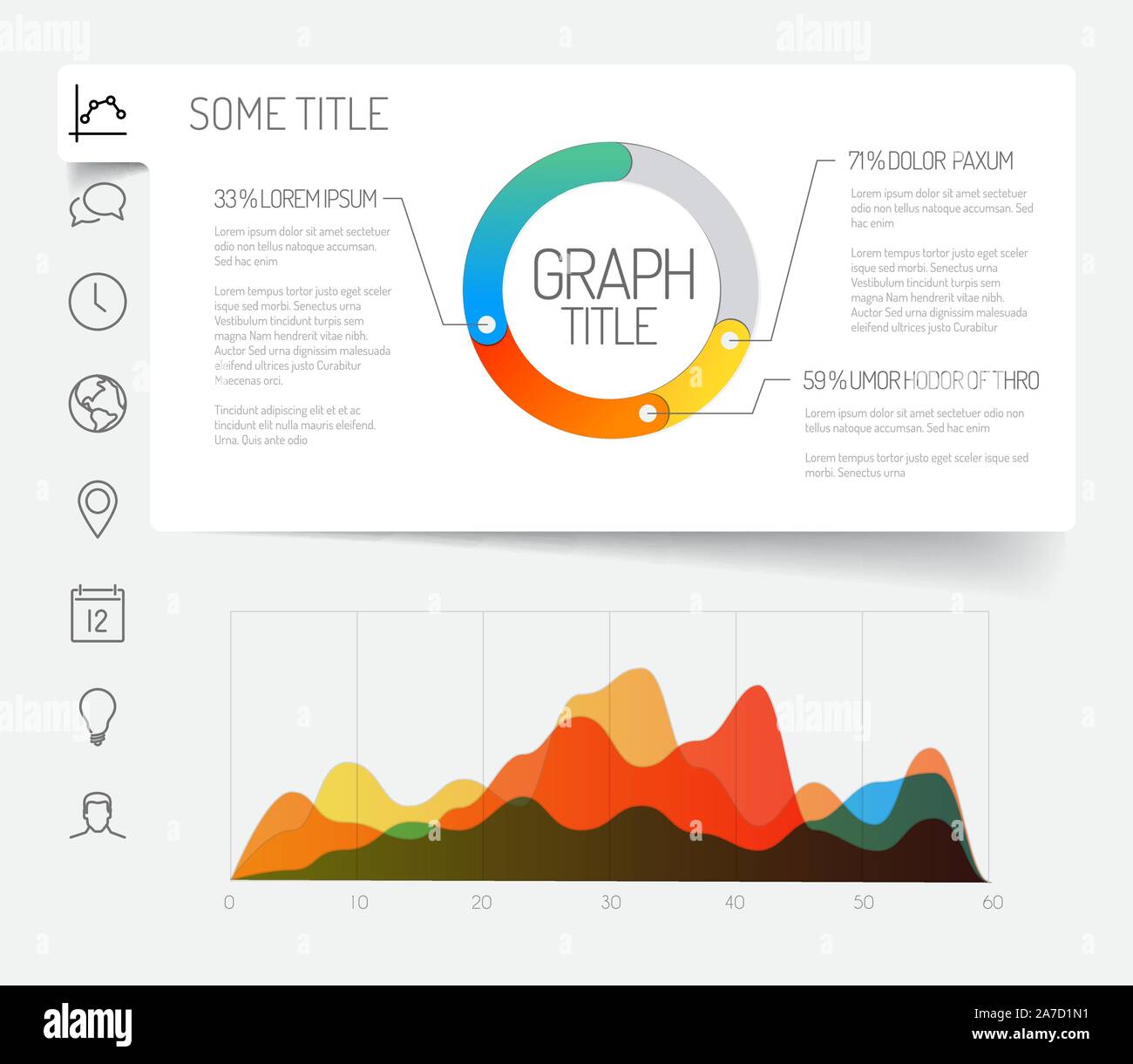 Simple infographic dashboard template with flat design graphs and ...