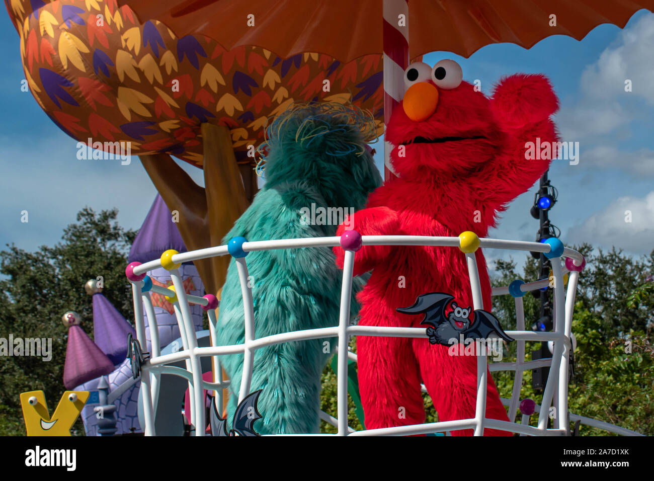 Orlando, Florida. October 29, 2019. Elmo and Rosita in Sesame Street ...