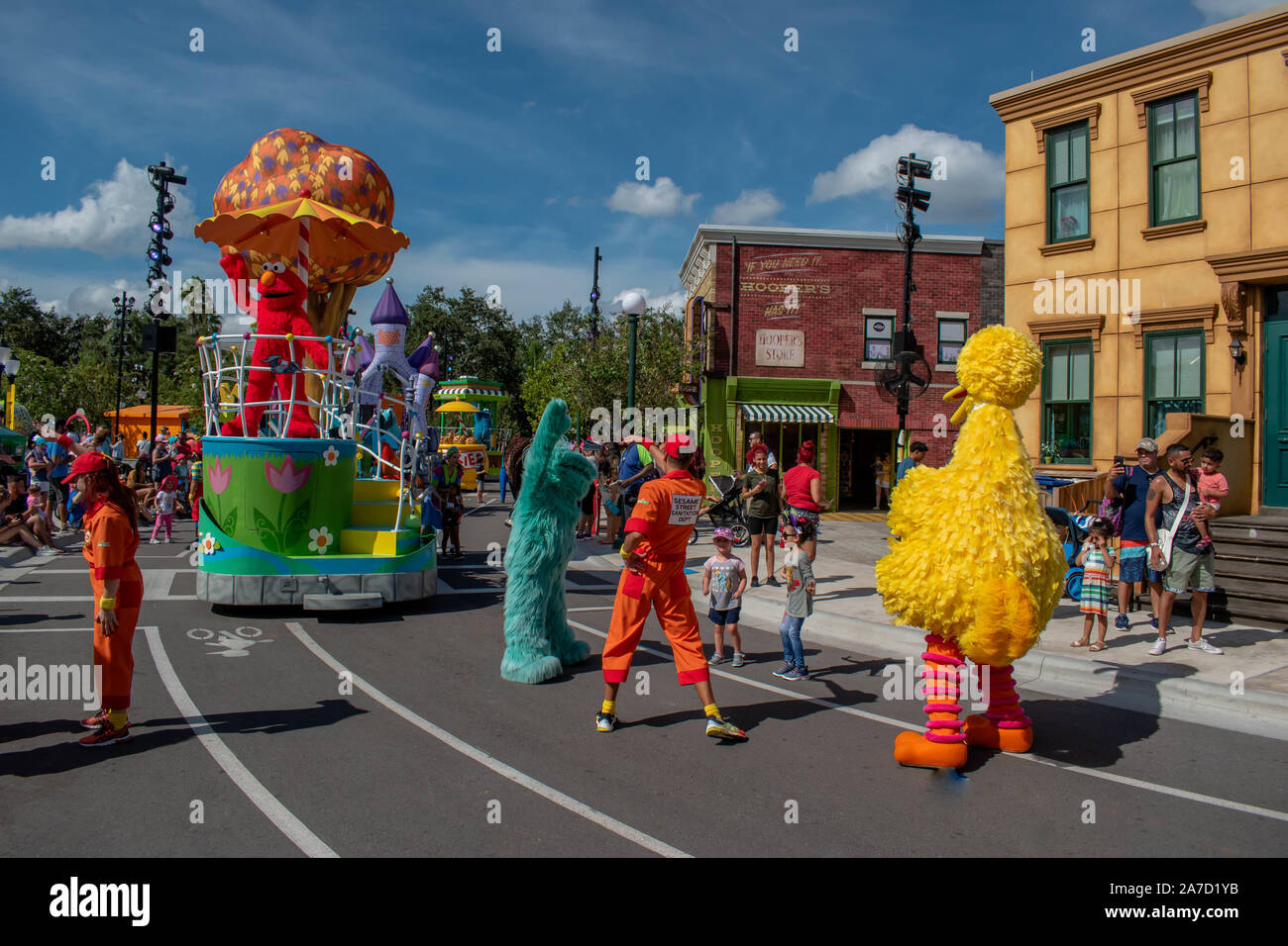 Orlando, Florida. October 29, 2019. Elmo, Rosita and Big Bird in Sesame ...