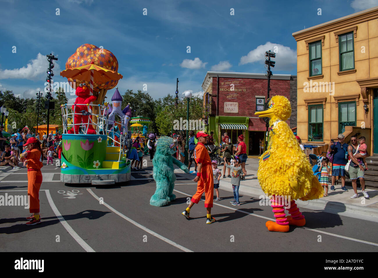 Orlando, Florida. October 29, 2019. Elmo, Rosita and Big Bird in Sesame ...