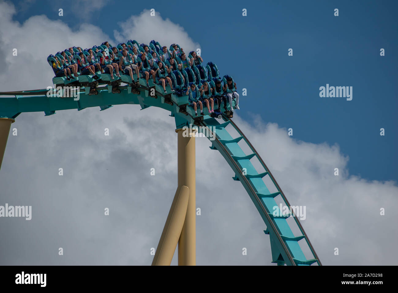 Orlando, Florida. October 29, 2019. People enjoying terrific Kraken ...