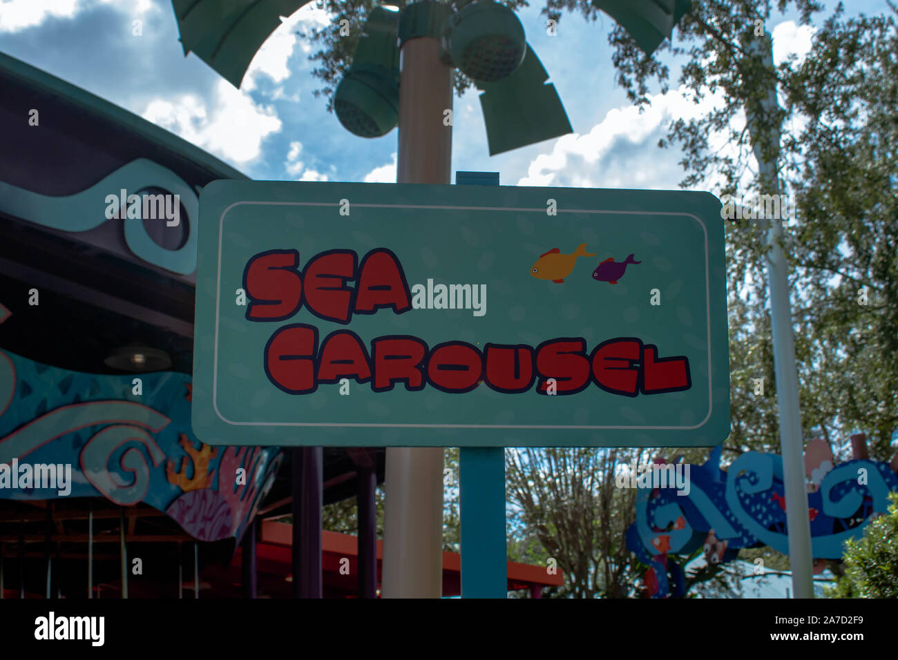 Orlando, Florida. October 29, 2019. Sea Carousel at Seaworld Stock ...
