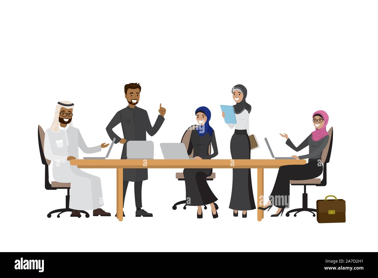 Arabic business team or coworking, business women and men working at a ...