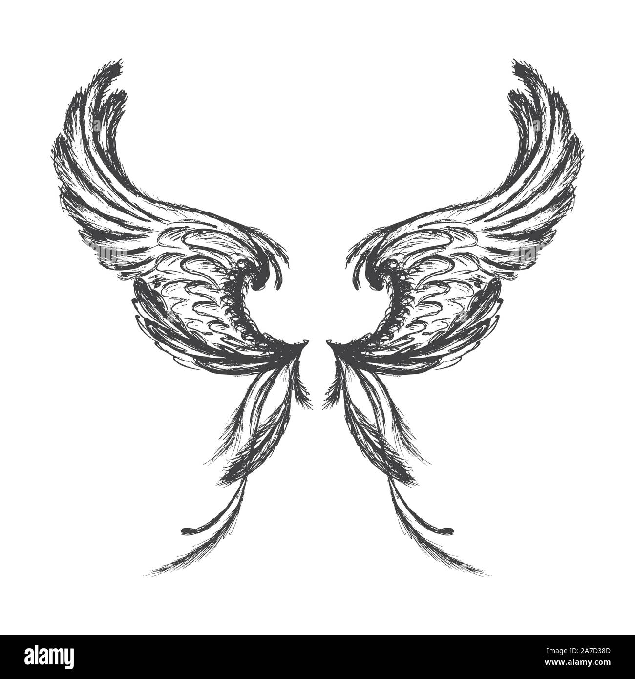 Hand drawn wings,isolated on white background,vector illustration Stock ...