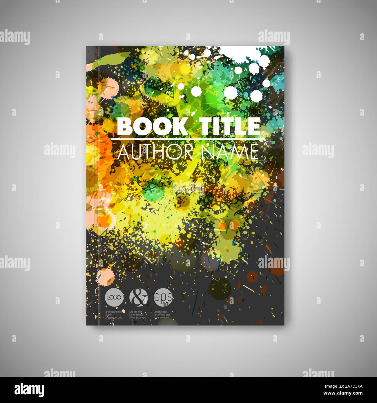 Modern artistic Vector abstract book cover template with color ink ...