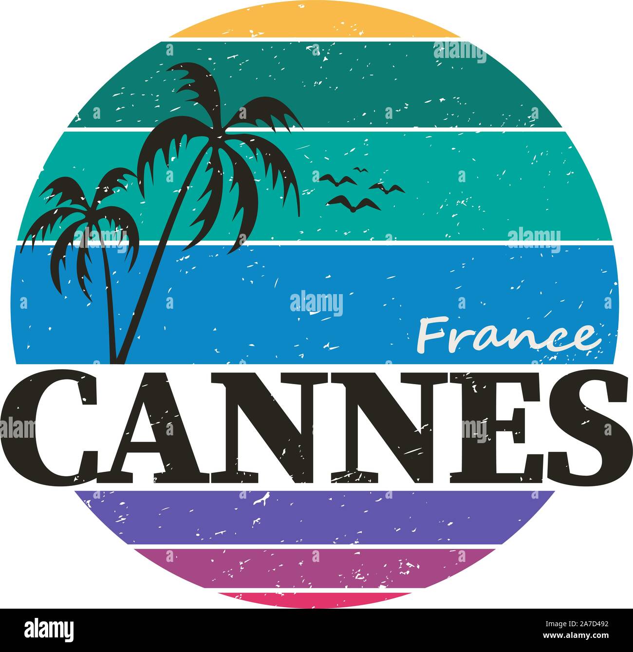 Cannes France Travel Stamp Icon Skyline City Design Tourism Stock ...