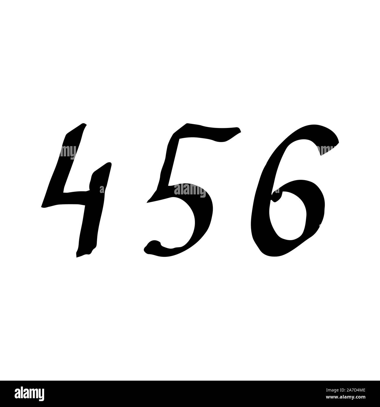 Hand drawn numbers 4 5 6. Lettering made by ink pen. Vector calligraphy ...