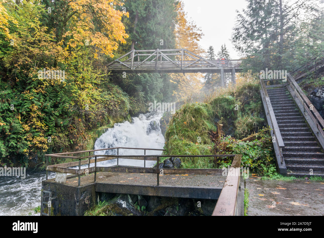 The lower falls at Tumwater Falls Park in Washington State Stock Photo ...
