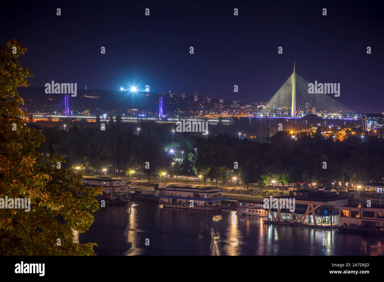 Ada Bridge in Belgrade. Belgrade, Belgrade, Serbia Stock Photo - Alamy