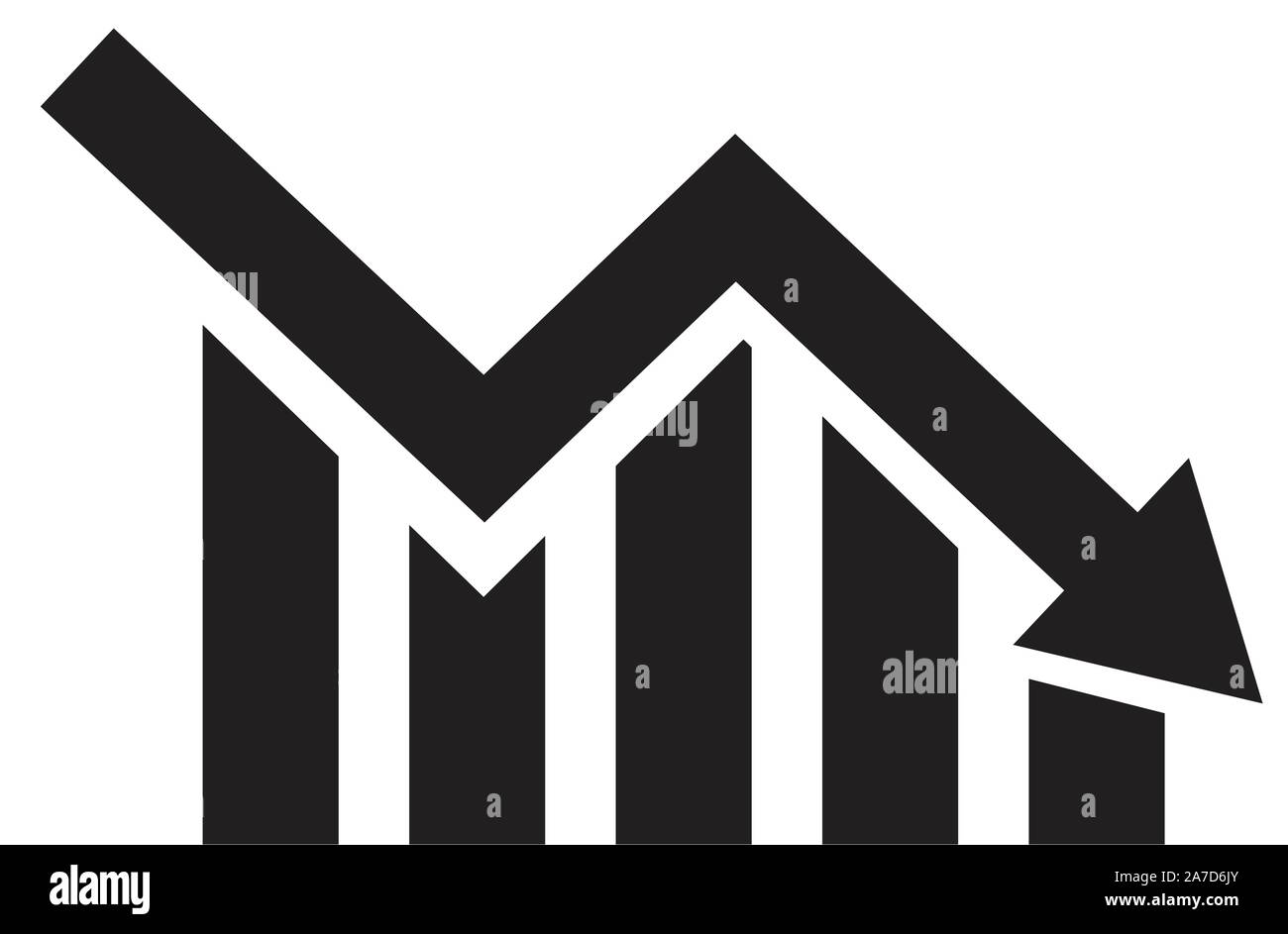 chart with bars declining. Chart icon on white background. chart icon ...