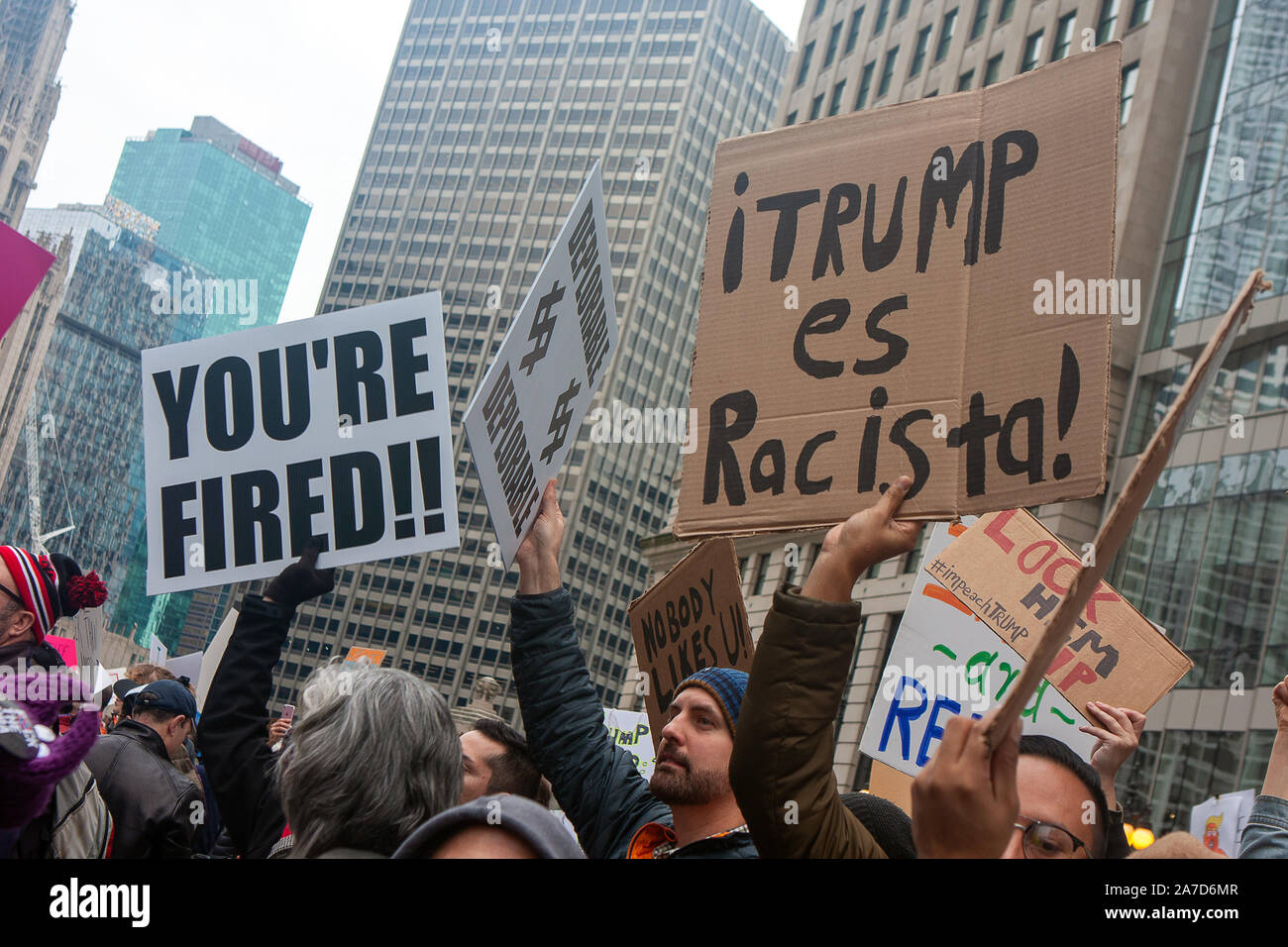 CHICAGO, ILLINOIS / USA - OCTOBER 28, 2019: Protesters march outside ...