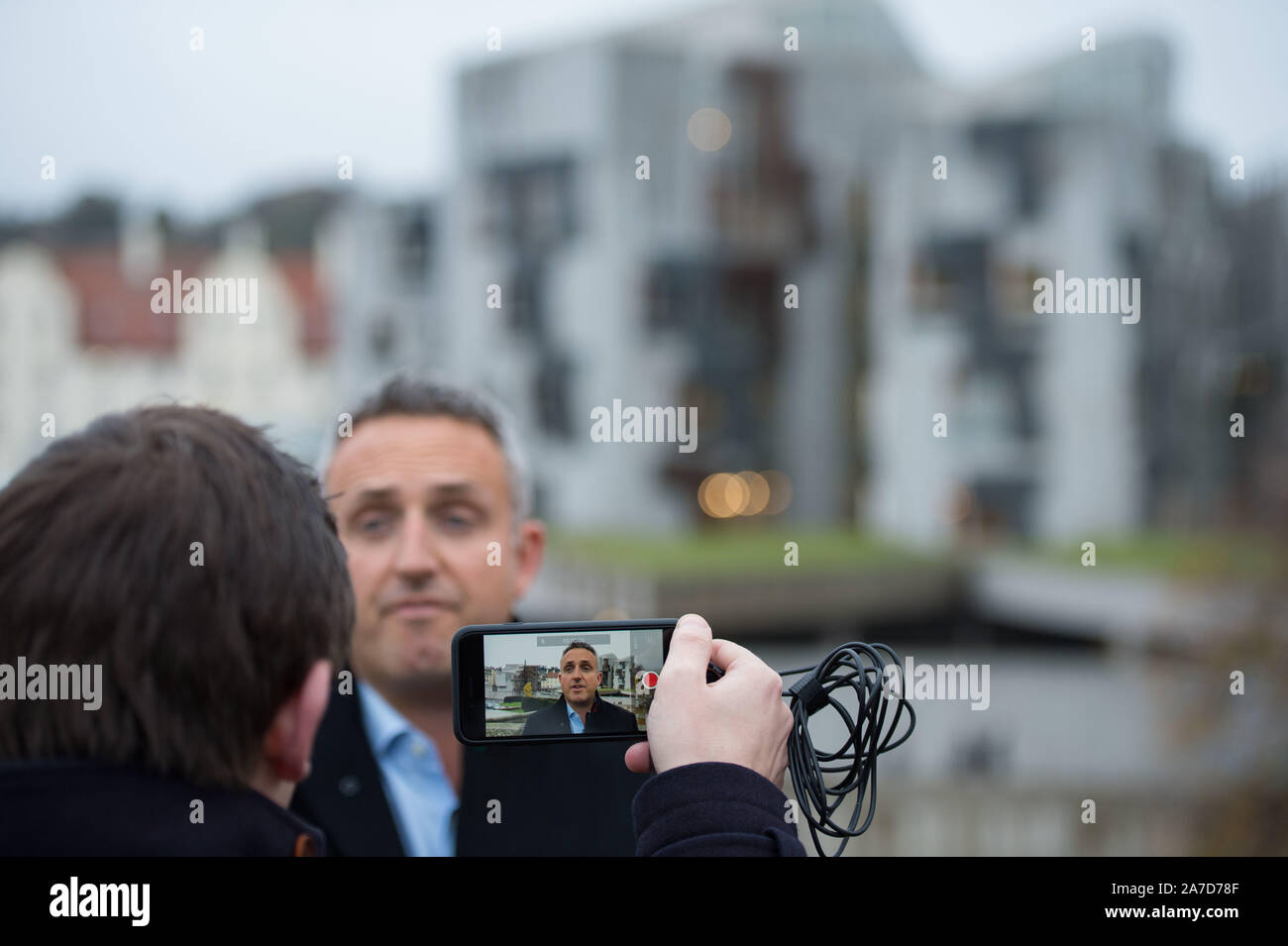 Edinburgh, UK. 1 November 2019. Pictured: Alex Cole-Hamilton MSP. Seen ...