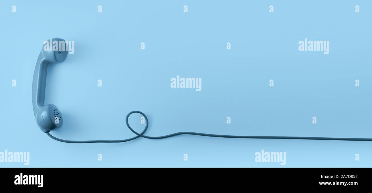 A blue vintage dial telephone handset with blue background Stock Photo ...