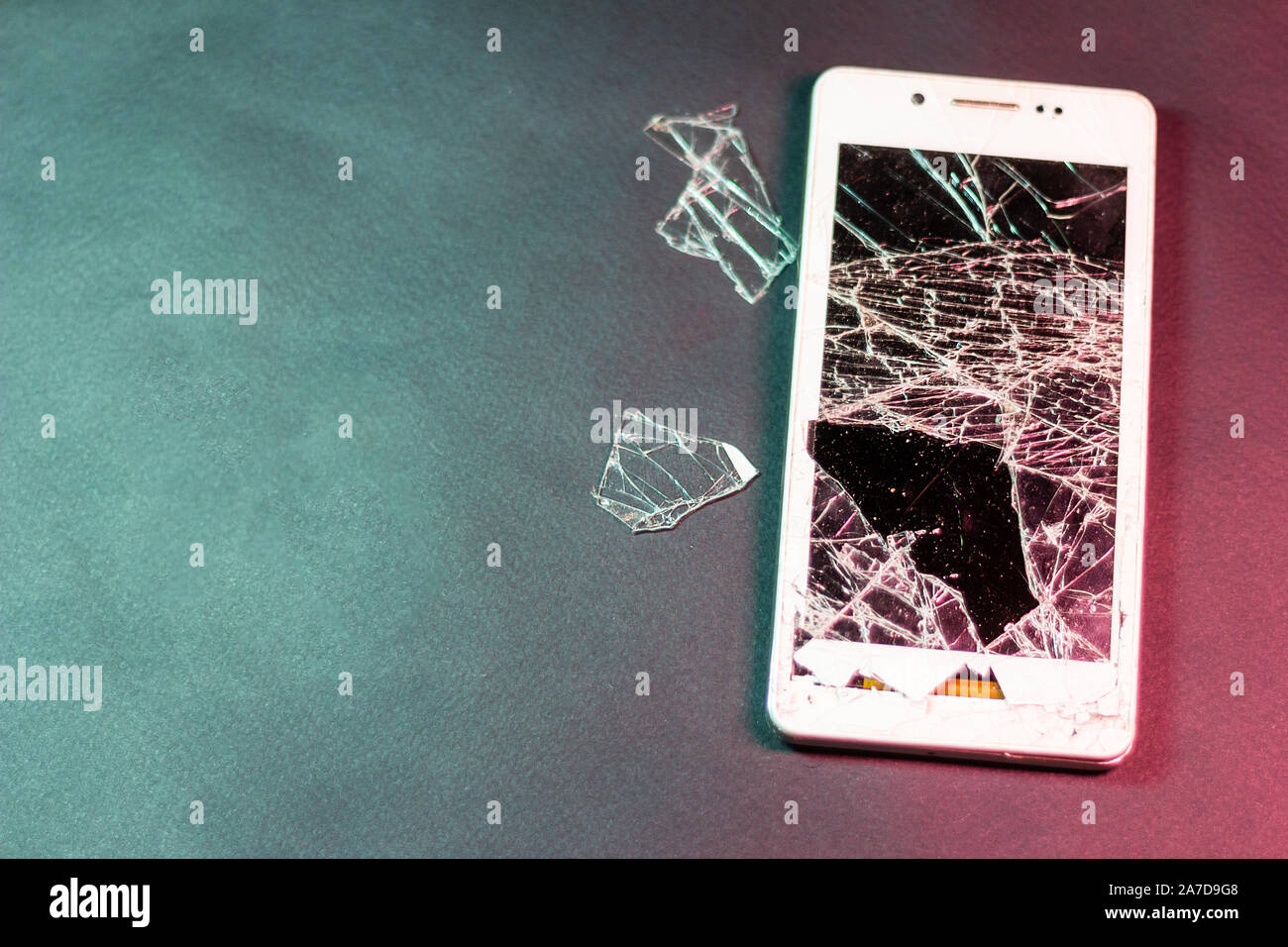 broken phone screen splinters. device damage after dropped.non repaired ...