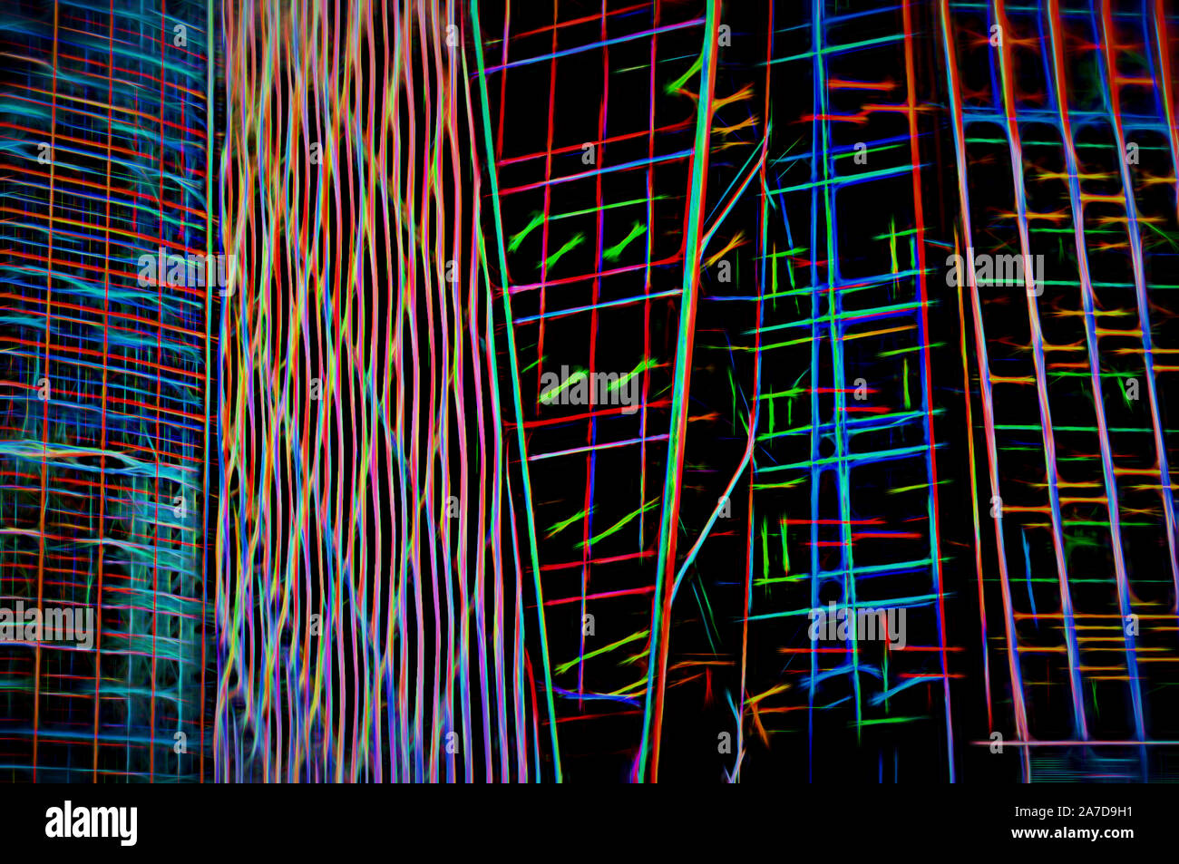 Dynamic Lights Architectural Design Pattern, night illustration with ...