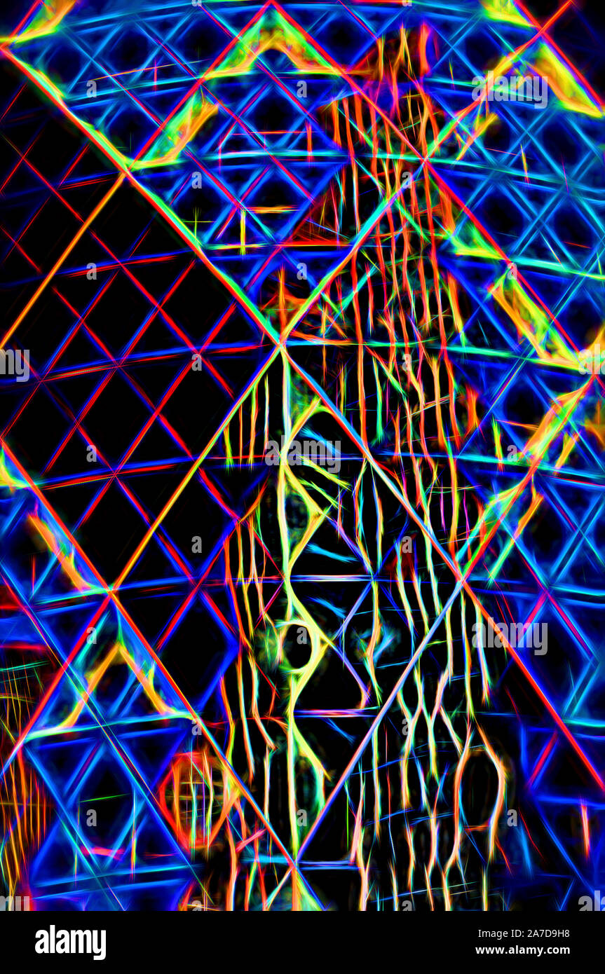 Dynamic Lights Architectural Design Pattern, night illustration with ...