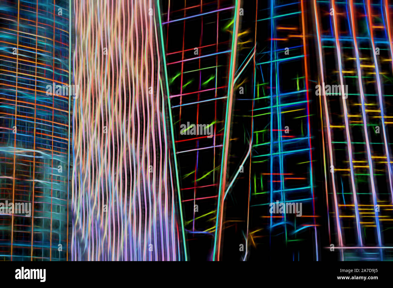 Dynamic Lights Architectural Design Pattern, night illustration with ...