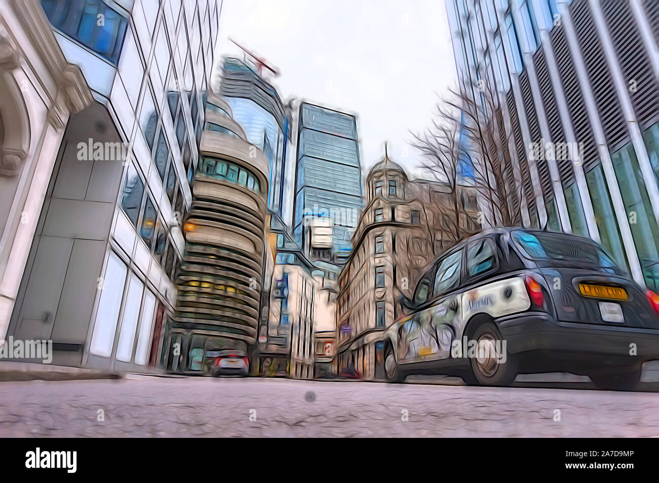 London City Skyline, illustration with architecture, skyscrapers ...