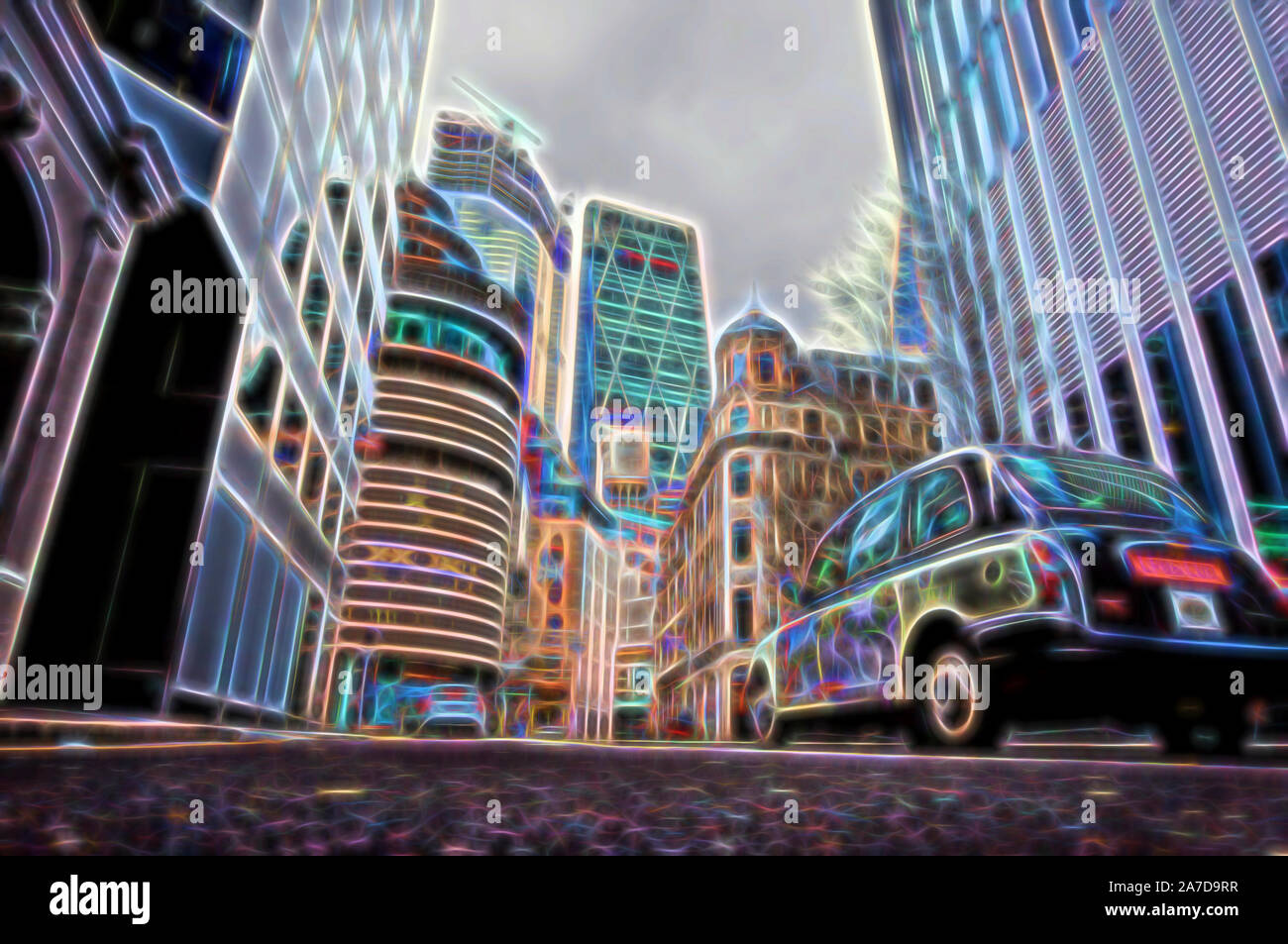 London City Skyline, illustration with architecture, skyscrapers ...