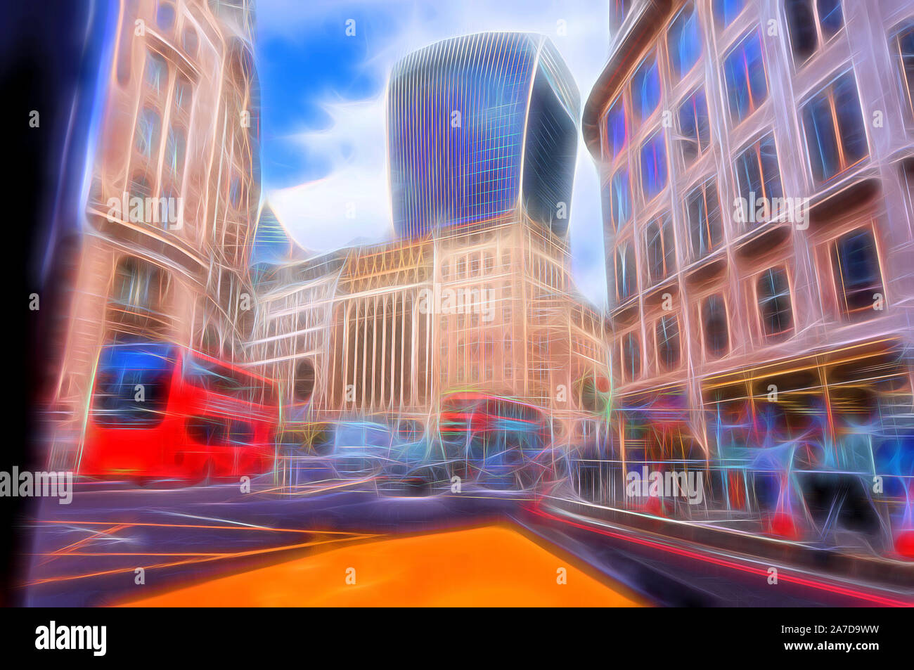 London City Skyline, illustration with architecture, skyscrapers ...