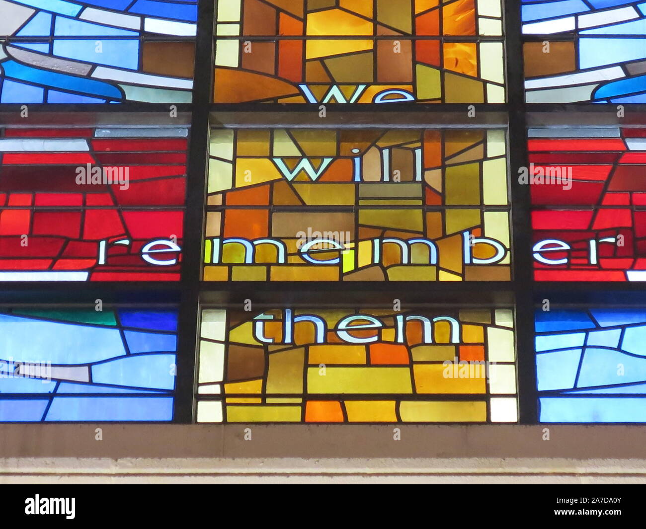 The centre of the stained glass window in the Regimental Chapel of ...