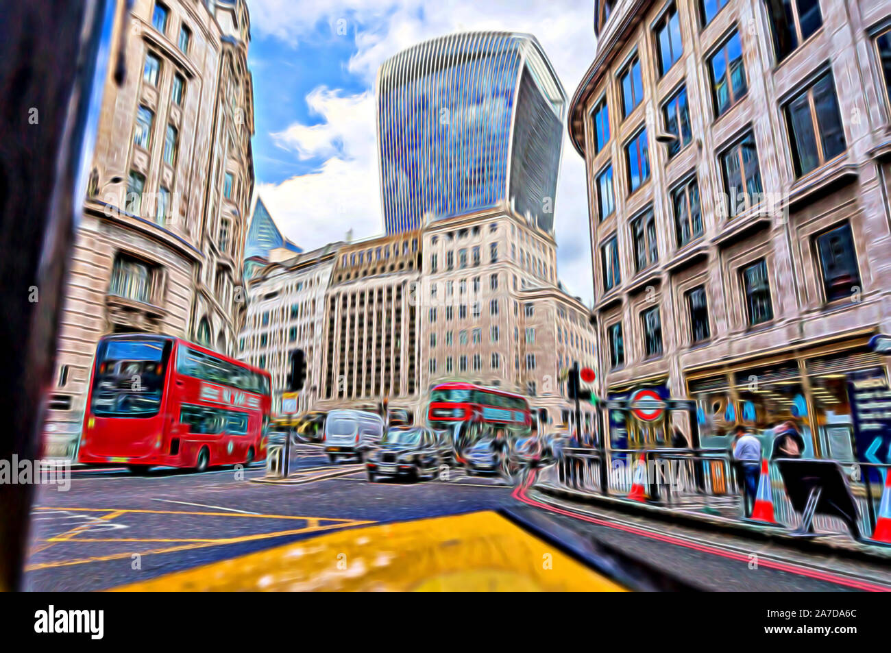 London City Skyline, illustration with architecture, skyscrapers ...