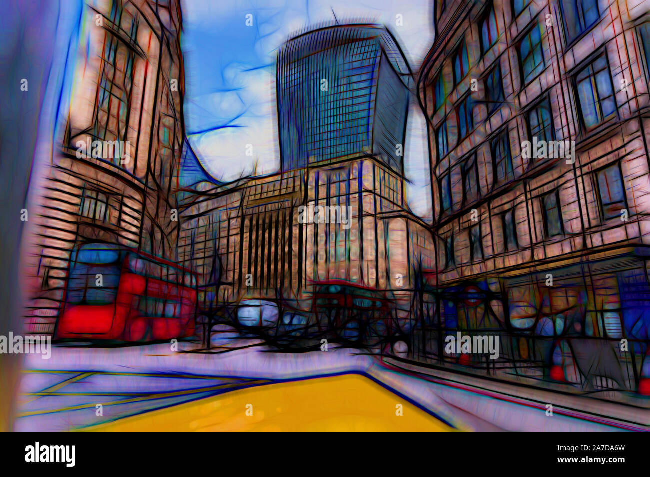 London City Skyline, illustration with architecture, skyscrapers ...