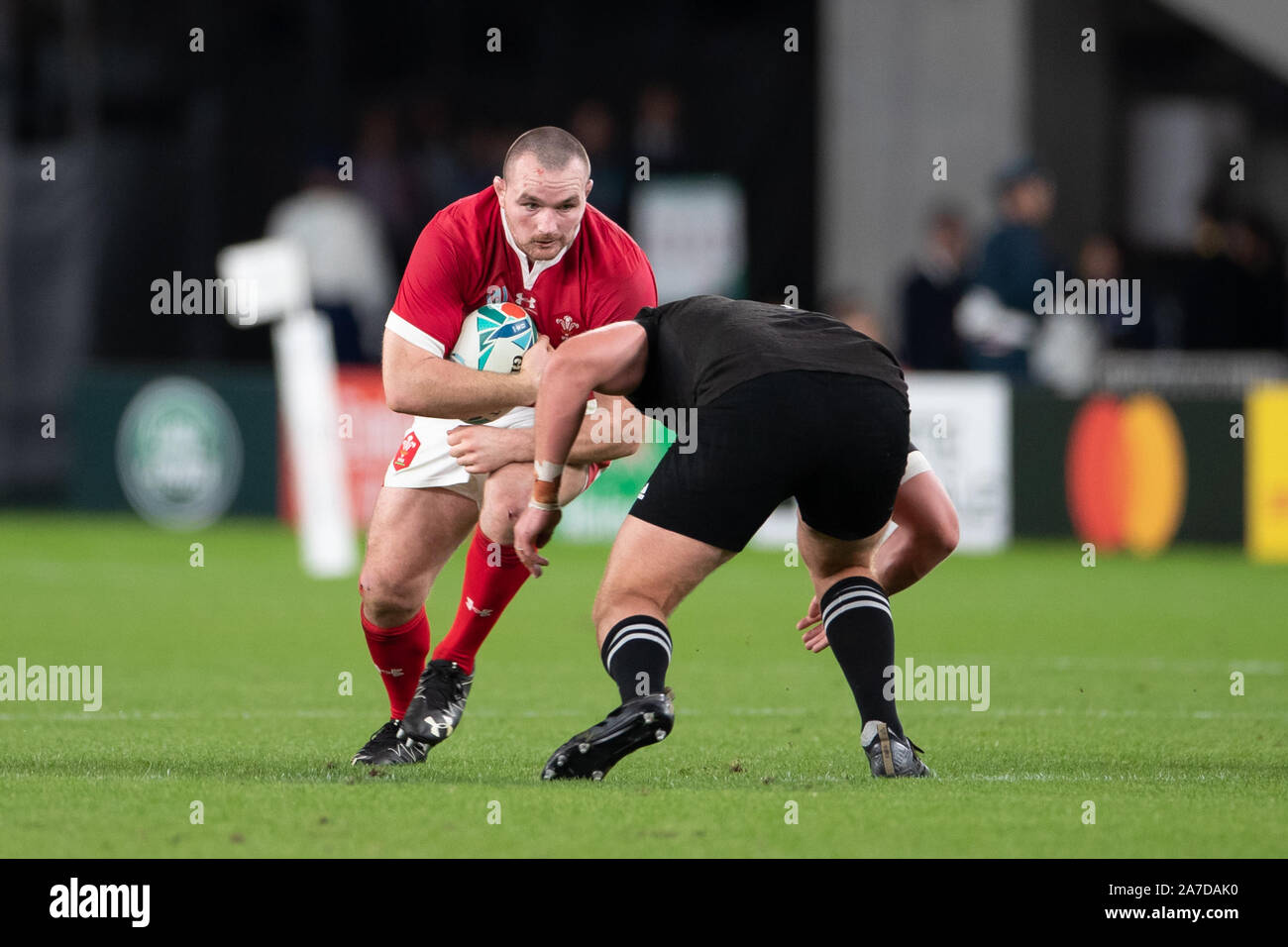 Ken Owens of Wales runs with the ball during the Rugby World Cup bronze ...