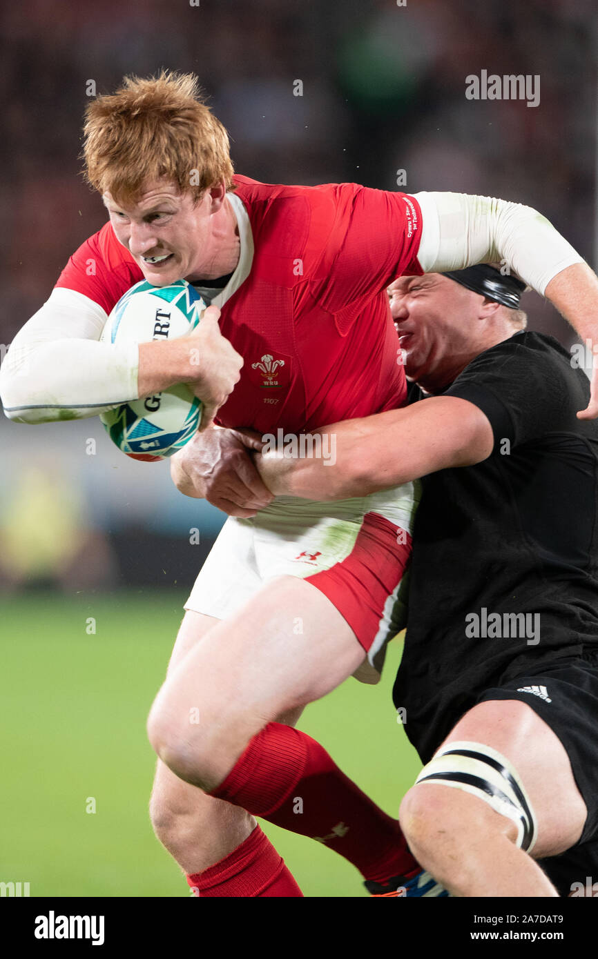 Rhys Patchell of Wales runs with the ball during the Rugby World Cup ...